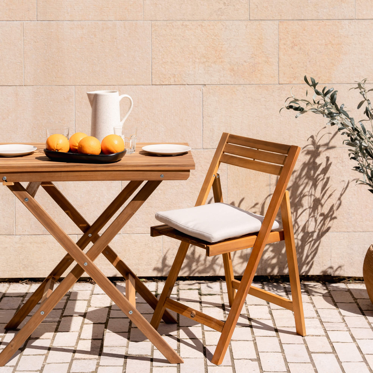 JJ. Table de balcon pliante en bois massif June 48 x 80 cm